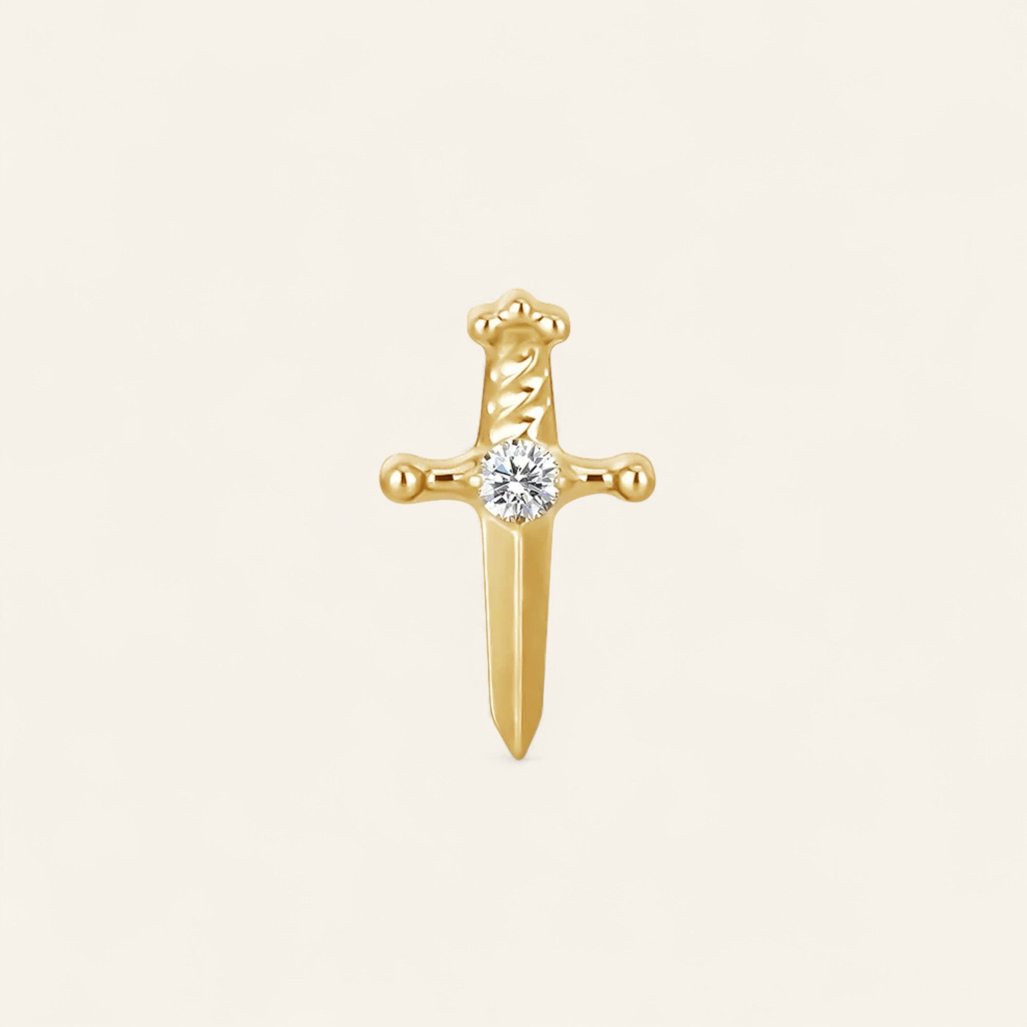 The 24kt PVD Stoned Dagger CZ Stud Top – Black Betty Design