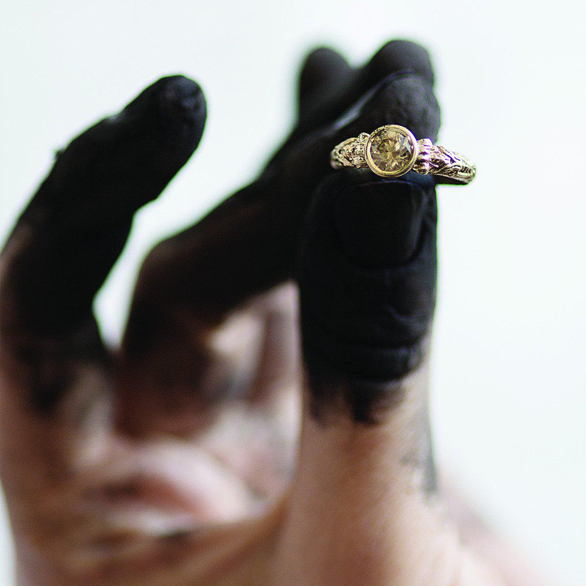 Golden Rising Sun Diamond Ring – Black Betty Design
